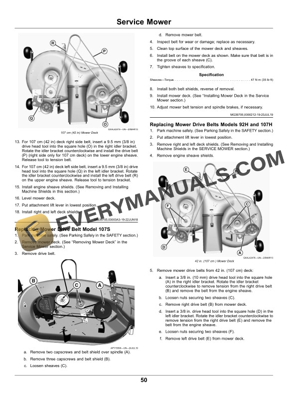 John Deere 92H, 107S, and 107H SABO Lawn Tractors Operator Manual OMUC23960