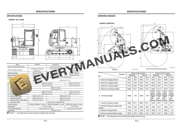 Hitachi Zaxis ZX70 70LC 80SB 80SBLC 85US Excavator Operator Manual ...
