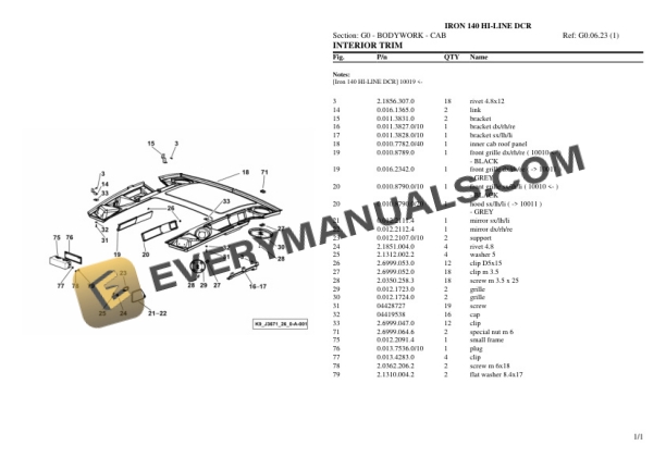 Same IRON 140 HI-LINE DCR Tractor Parts Catalog PDF