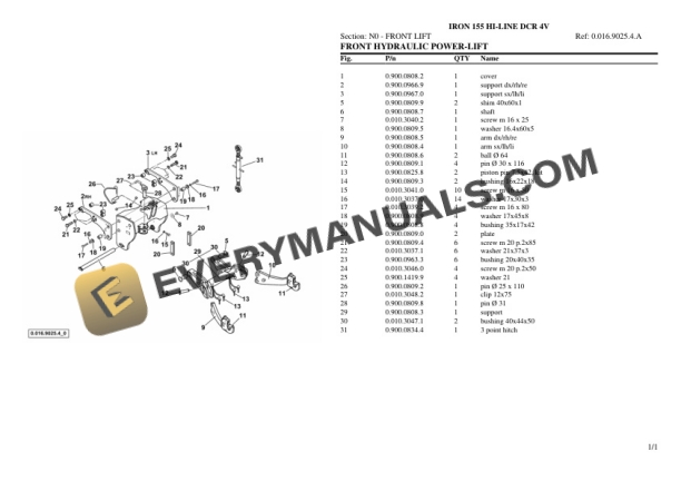 Same IRON 155 HI-LINE DCR 4V Tractor Parts Catalog PDF
