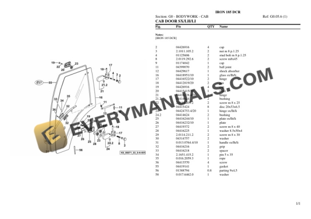 Same IRON 185 DCR Tractor Parts Catalog PDF