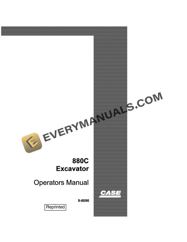 Case 880C Excavator Operator Manual 9-8090 PDF