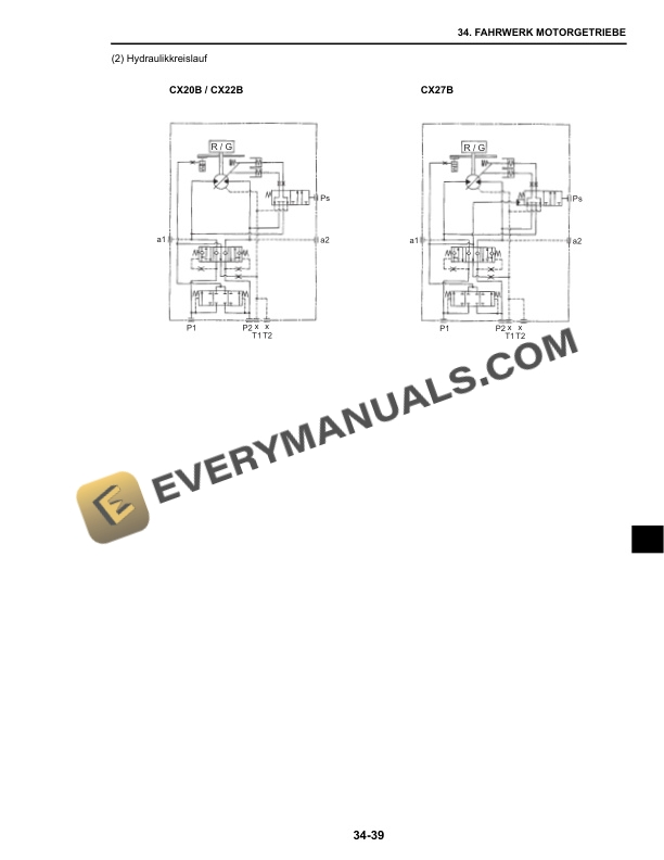 Case CX20B, CX22B, CX27B Hydraulic Excavator Repair Manual 9-91851 DE PDF