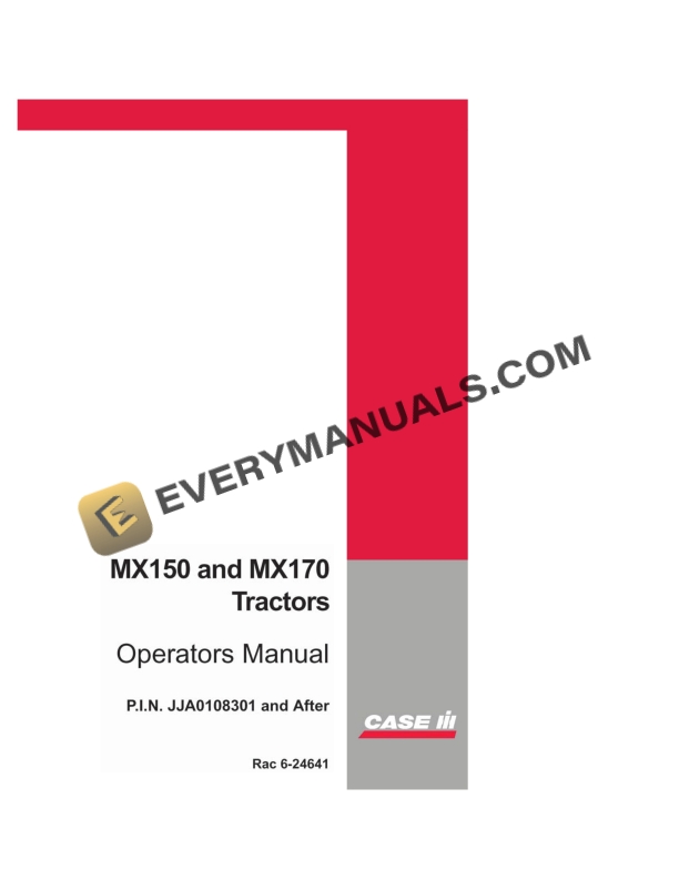 Case MX150, MX170 Tractor Operator Manual 6-24641 PDF